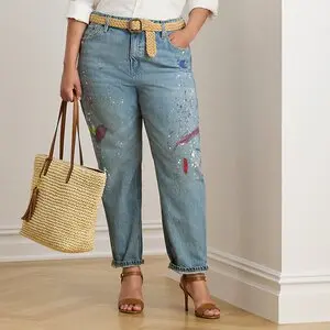 Ralph Lauren Print Boyfriend Tapered Ankle Jean In Alicia Wash